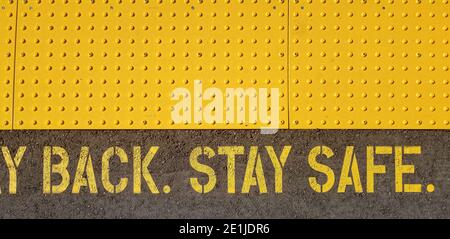 Caution Stand Back sign on automatic door Stock Photo - Alamy