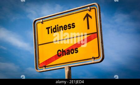 Street Sign the Direction Way to Tidiness versus Chaos Stock Photo - Alamy