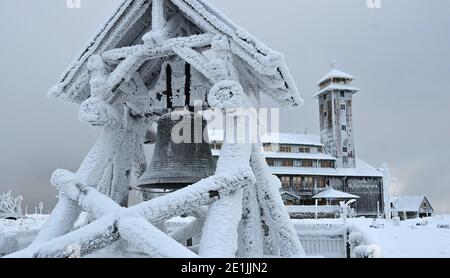 Bell on the Fichtelberg in the Ore Mountains. Peace bell. Germany Stock ...
