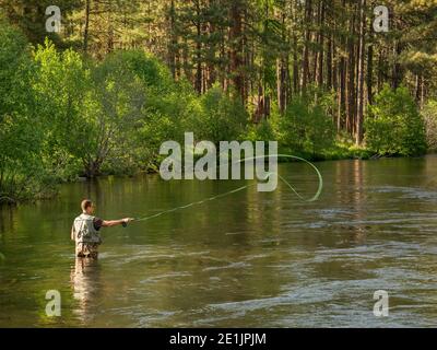 Metolius River Oregon Fly Fishing Trip with Fisherman Casting Stock ...