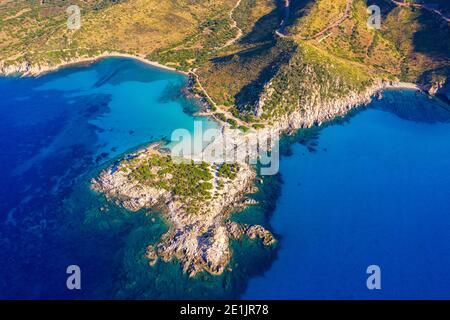 Cost of Sardinia: Peninsula of Punta Molentis. View of beautiful beach ...