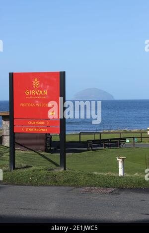 Girvan, Ayrshire, Scotland, UK. Welcome to Girvan sign on the A77 with ...