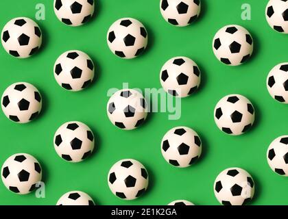 Soccer balls pattern on green background minimal creative sport concept ...