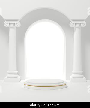 white podium show cosmetic product geometric Stock Photo - Alamy