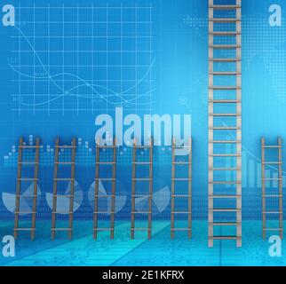 Concept of the career ladders - 3d rendering Stock Photo - Alamy