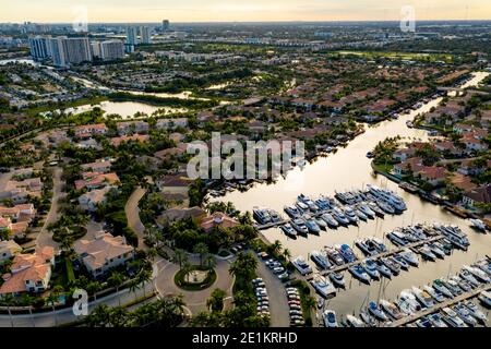 Aerial photo Harbor Islands and Loggerhead Marina Hollywood Florida ...