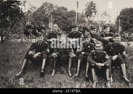 WW2 German Nazi SS Black Forage Cap Uniforms 1932 1934 Isolated On WW2 German Nazi SS Black Forage Cap Uniforms 1932 1934 Isolated On