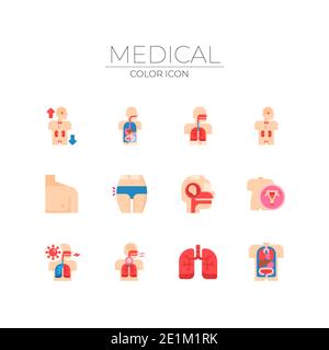 medical health and body themed color icons Stock Photo - Alamy