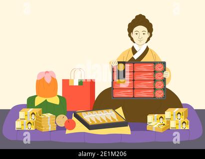 money flex themed illustration with Shin Saimdang character Stock Photo ...
