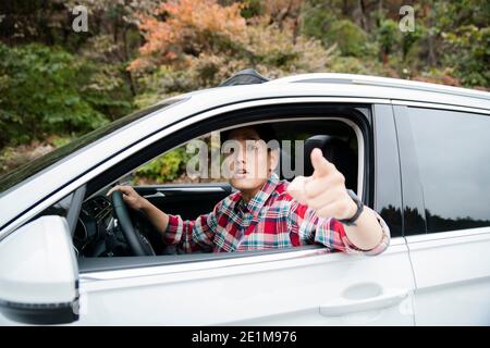 handsome Asian male model autumn travel concept Stock Photo - Alamy