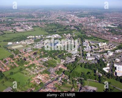 York University, aerial view of the University of York, England. Campus ...