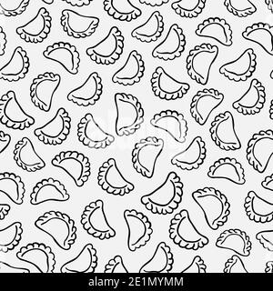 Dumplings outline seamless pattern Hand drawn linear illustration Stock ...