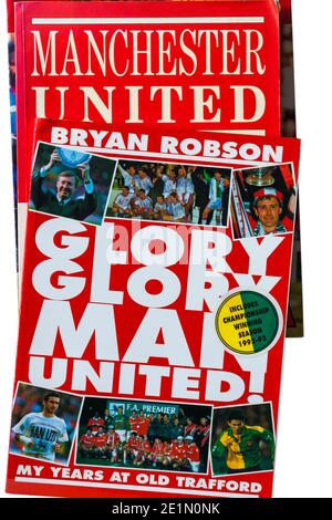 pile of well used Manchester United football books with Premier League ...