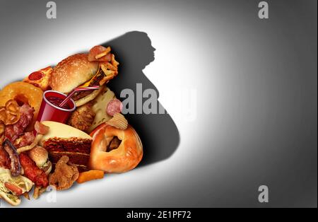 Obesity And Food as an overweight person with fast foods eating an ...