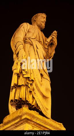 Statue of Saint Peter holding the keys of the Kingdom in Capernaum ...