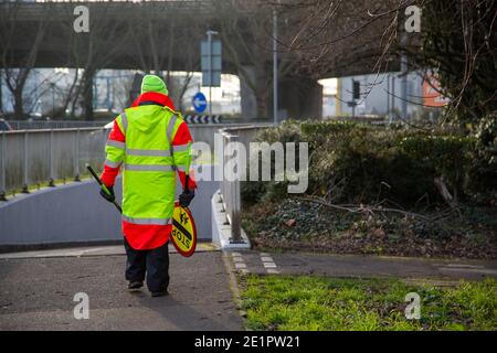 School crossing lollipop sign used by lollypop lady helping children ...