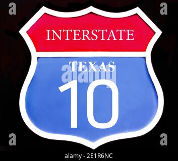 Interstate highway 10 road sign isolated on white background, 3d ...