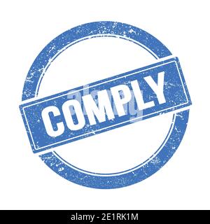 COMPLY text on blue grungy vintage rubber stamp Stock Photo - Alamy