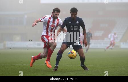 Stevenages Danny Newton during the FA Cup match between Stevenage and ...