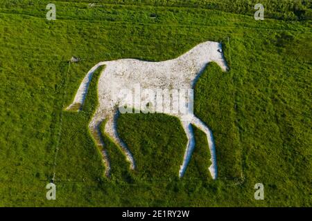 The Devizes White Horse. A chalk hill figure on an escarpment at ...