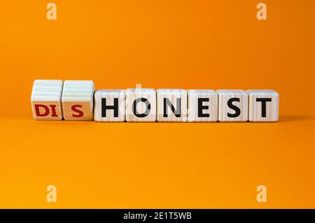 Be honest or dishonest symbol. Turned cube and changed concept words ...