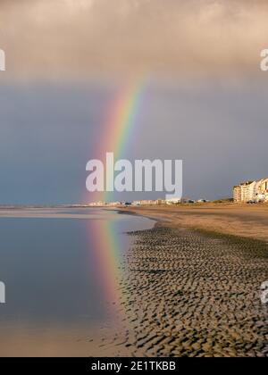Bray Dunes, France, beach and seafront houses at the ocean coast Stock ...