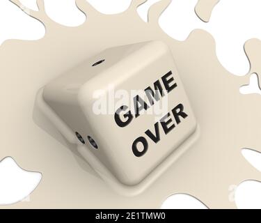 Melted black dice isolated on white background. 3d illustration Stock ...