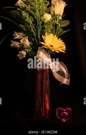 Valentine's Day concept, red and yellow rose heart Stock Photo - Alamy