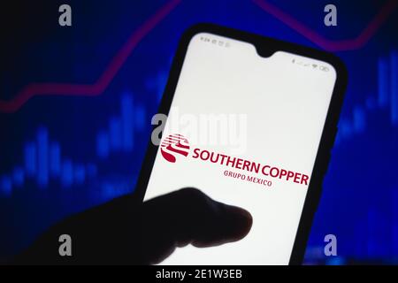 In this photo illustration the Southern Copper Corporation logo seen ...