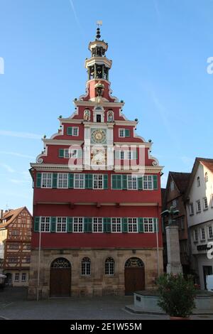 Germany, Baden-Wurttemberg, Esslingen, Bell tower of St. Dionys church ...