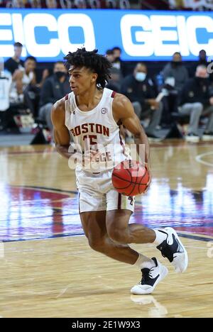 Boston College guard DeMarr Langford Jr. (5) works the ball against ...