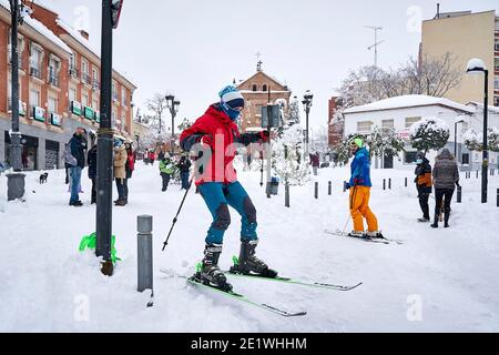 Mostoles, Spain. 09th Jan, 2021. A skier seen in action during the ...