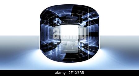 dark blue 360 modern futuristic technology panorama vr hdr style equi ...