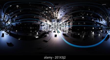 360 hdr style vr equi rectangular panorama of futuristic city 3d render ...