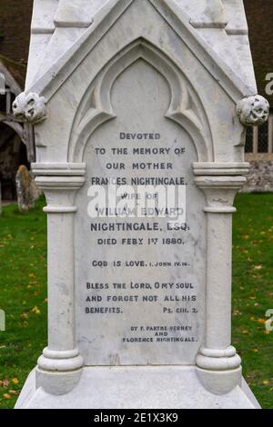 Close up of the family grave of Florence Nightingale showing her mother ...