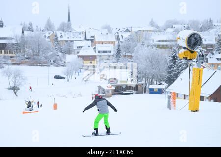 Altenberg, Germany. 10th Jan, 2021. The snow-covered hangers of a ...