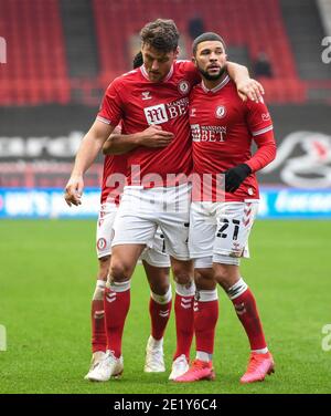 Bristol, UK. 10th Jan, 2021. Bristol City Players celebrate their side ...