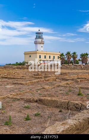 Lighthouse in Capo Colonna near Crotone, Calabria, Italy Stock Photo ...