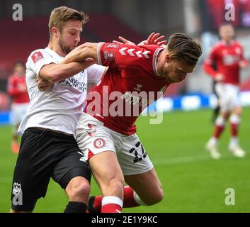 Bristol, UK. 10th Jan, 2021. Bristol City Players celebrate their side ...
