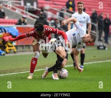 Lee Brown of Portsmouth during the FA Cup match at Ashton Gate, Bristol ...