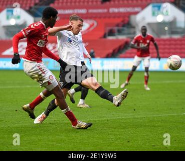 Lee Brown of Portsmouth during the FA Cup match at Ashton Gate, Bristol ...