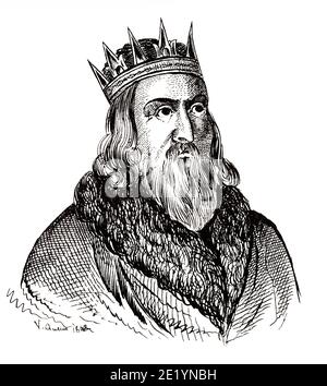 Portrait of Chlodio the Longhair or Clodion (392 - 448). 2nd King of ...