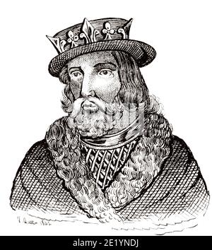 Portrait of Thierry II (712 - 737). King of France from 720 to 737 ...