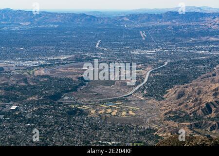 Aerial view towards Sylmar and Pacoima in the San Fernando Valley area ...