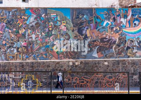 Murals of Peruvian History in Cusco in the Peruvian Andes Stock Photo ...