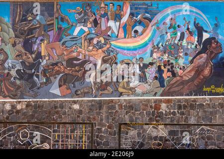 Murals of Peruvian History in Cusco in the Peruvian Andes Stock Photo ...
