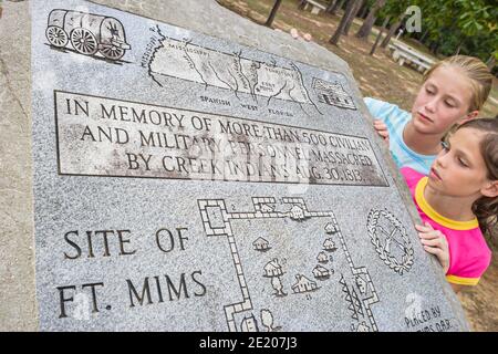Alabama Tensaw Fort Mims massacre Creek Indians War memorial,map Stock ...