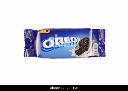 KHARKOV, UKRAINE - DECEMBER 8, 2020: Oreo sandwich cookies box on white ...