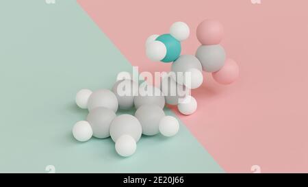 Phenylalanine (l-phenylalanine, Phe, F) amino acid molecule. Blue ...