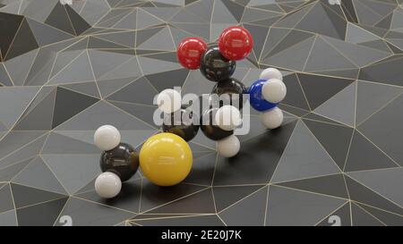 Methionine (L-methionine, Met, M) amino acid molecule. 3D rendering ...